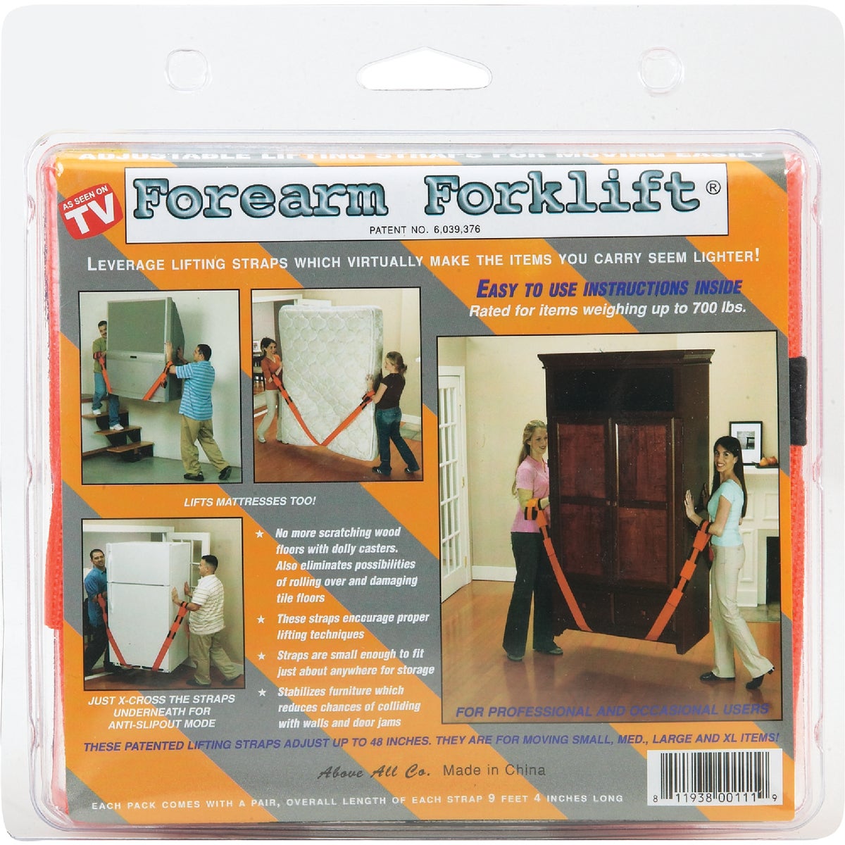 Forearm Forklift 700 Lb. Capacity Moving Straps