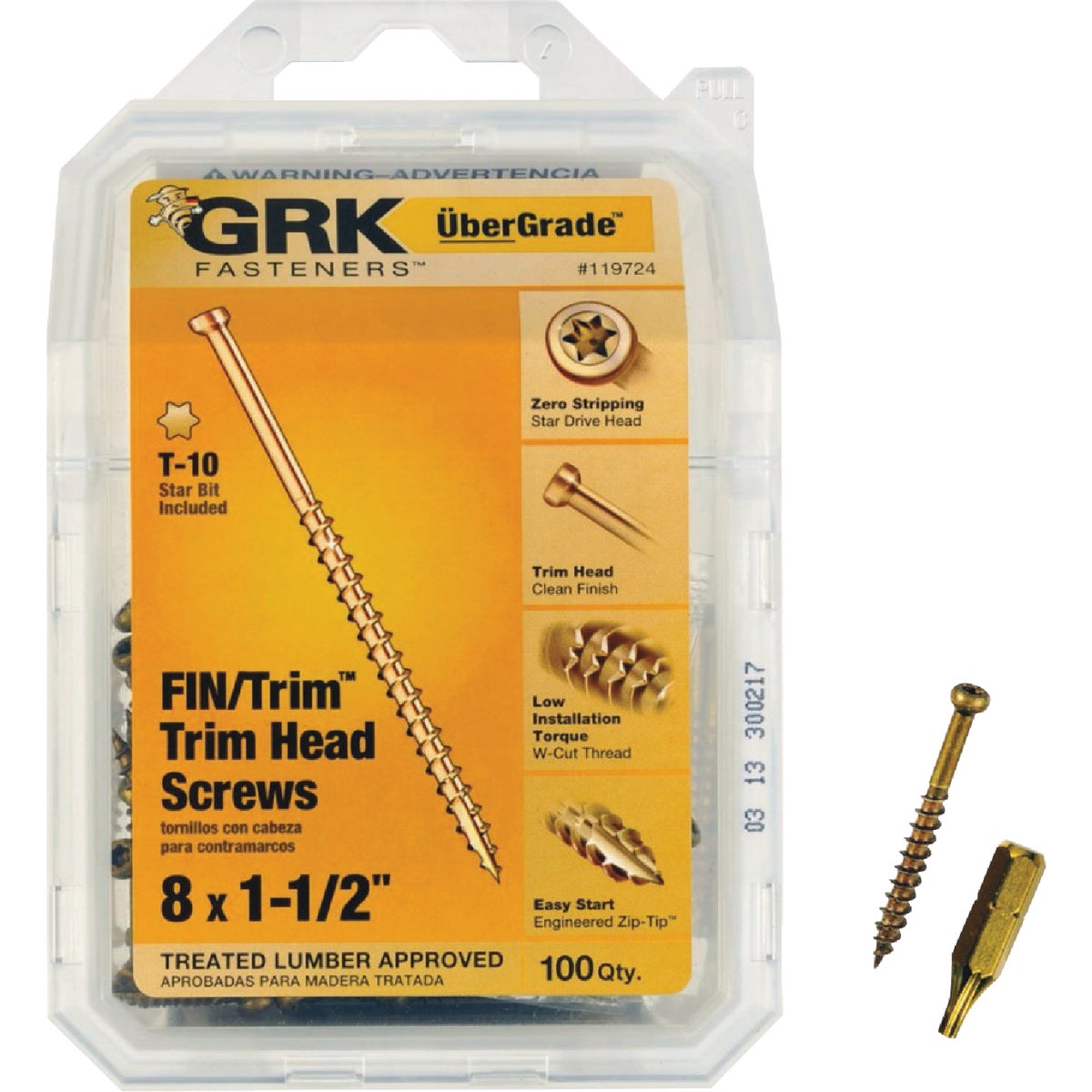 GRK Fasteners GRK #8 x 1-1/2 In. Star Drive Steel Trim Screw (100 Ct.)