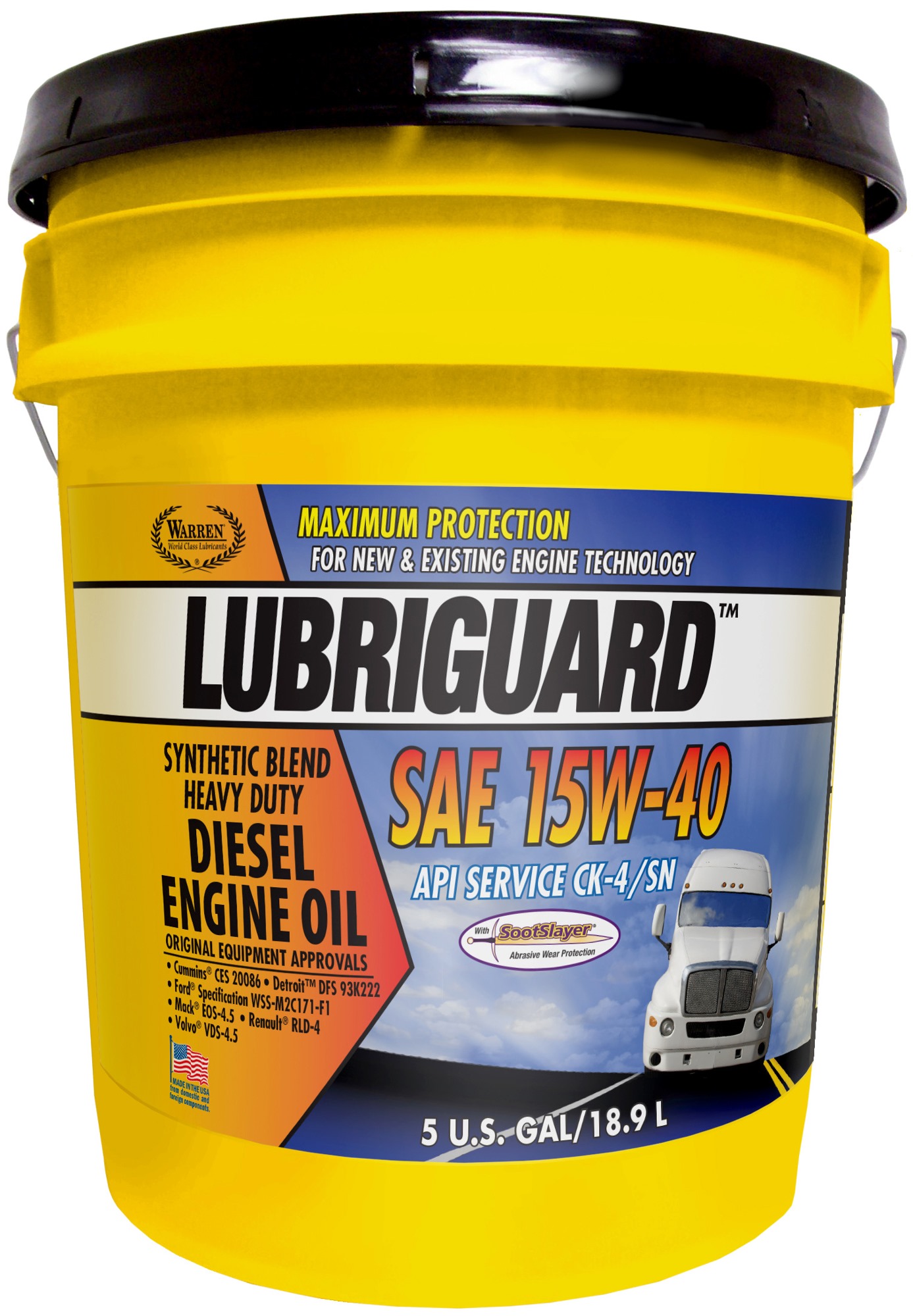 Warren Oil Lubriguard 15W40 Engine Oil, 5 Gallon Pail