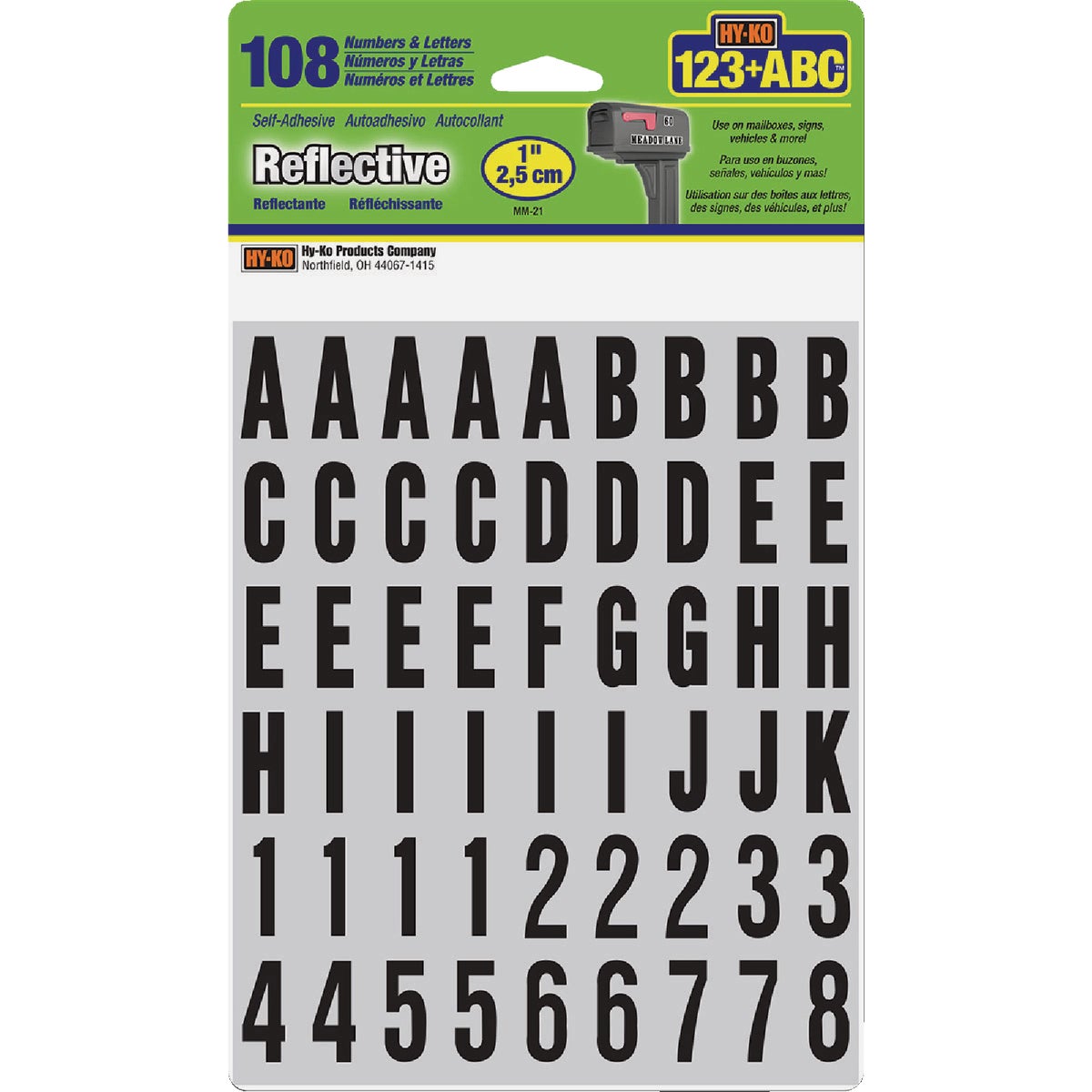 HY-KO Hy-Ko 1 In. Reflective Numbers & Letter