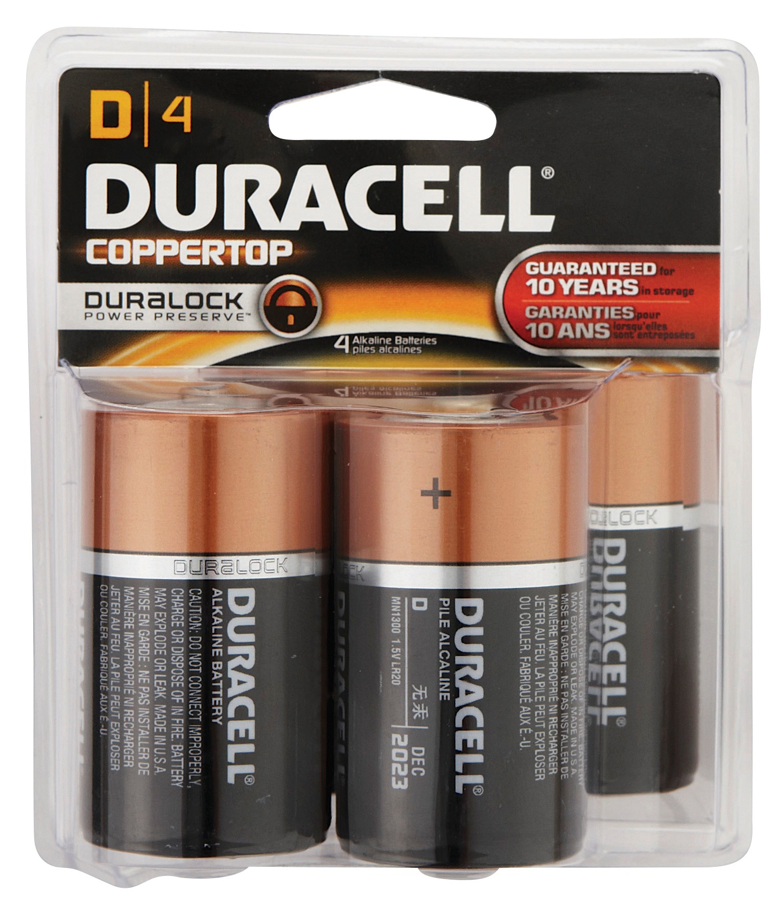 DuraCell CopperTop D Alkaline Battery (4-Pack)