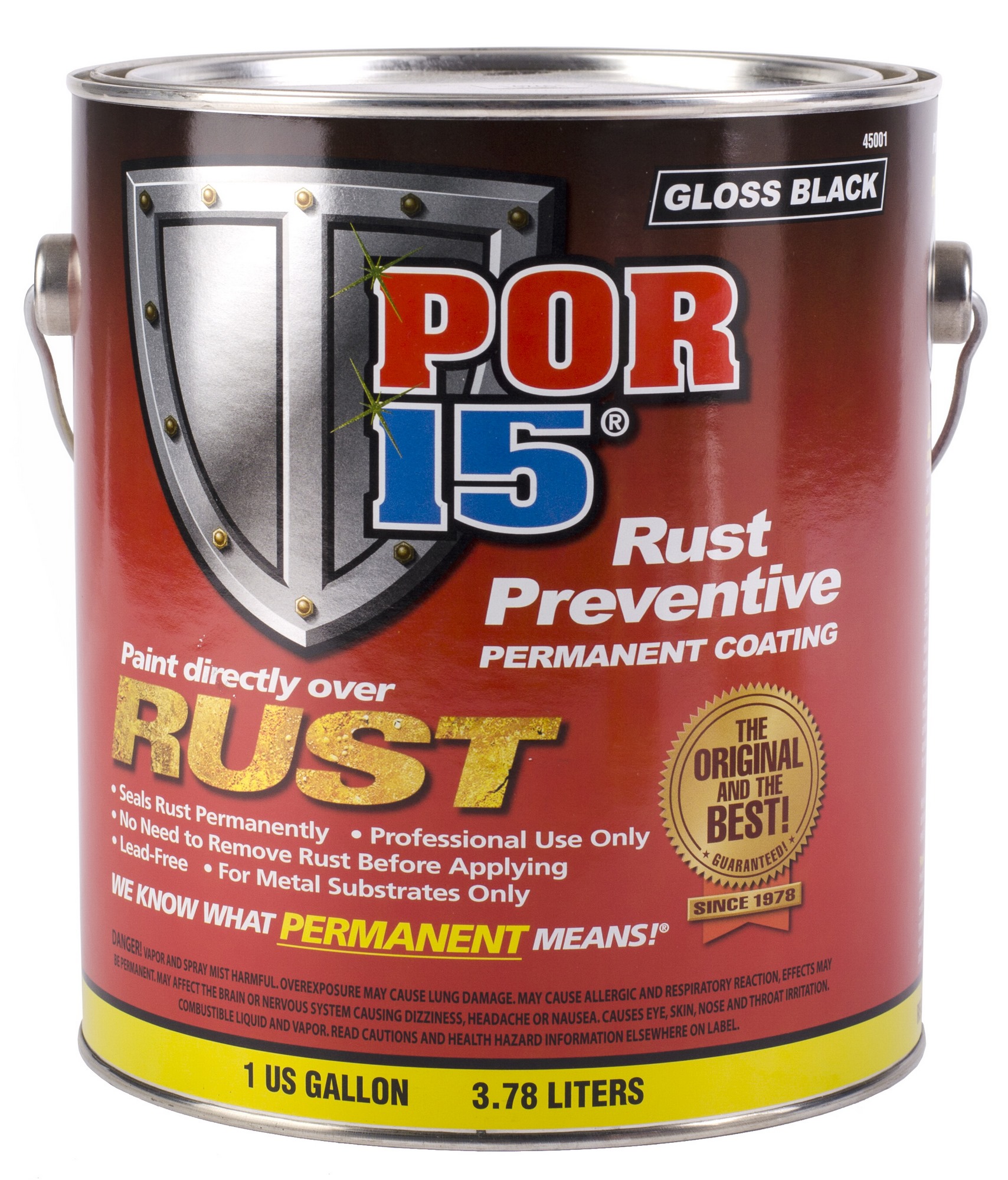 POR-15 ® 45001 1 gal Gloss BlackLiquid Non-Porous Rust Preventive Coating