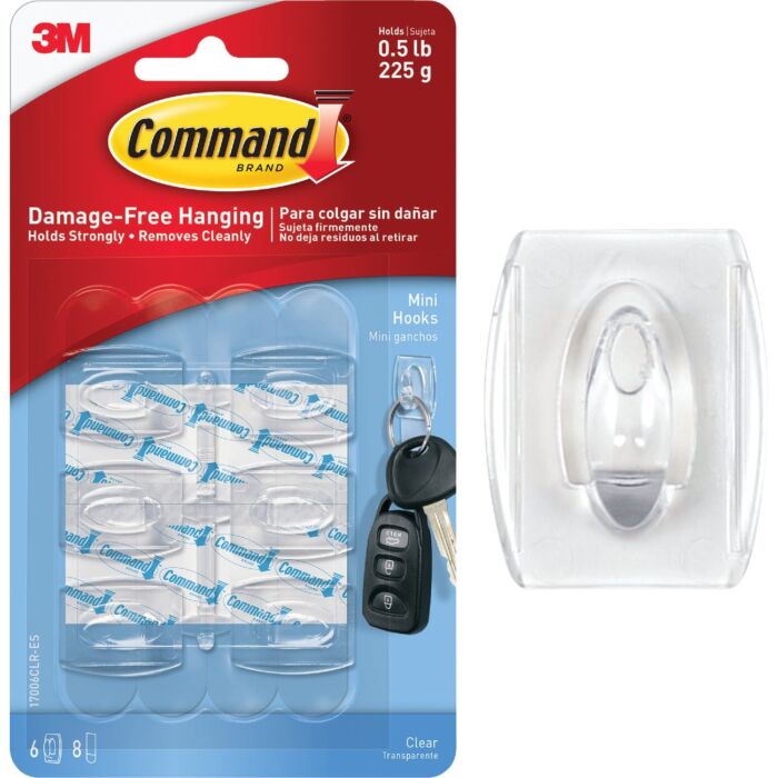 Command Clear Mini Hooks 6 Hooks 8 Strips