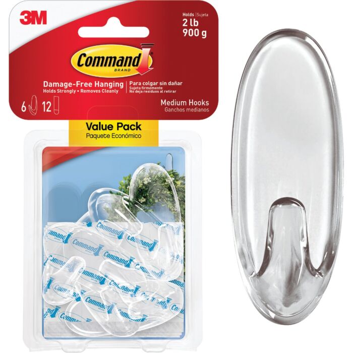 Command Clear Medium Hooks 6 Hooks 12 Strips