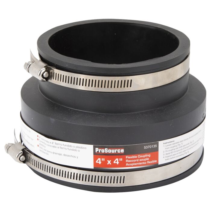 ProSource Coupling, 4 x 4 in, PVC, Black