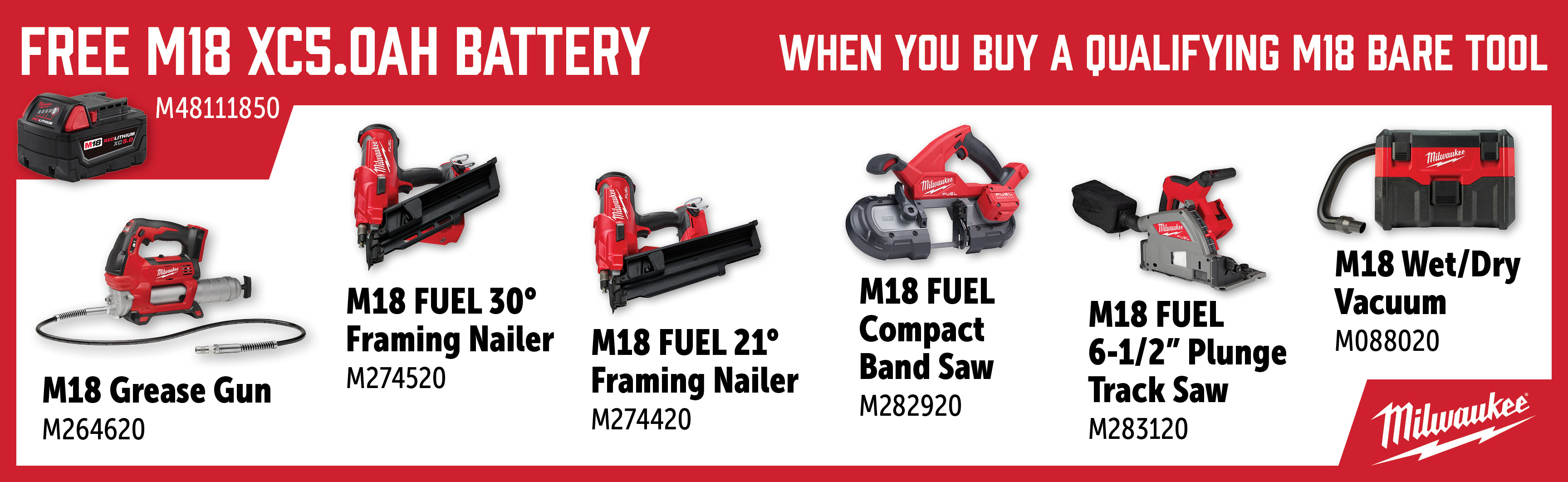 Milwaukee Nov-Jan: Buy a Qualifying M18 Bare Tool and Get a Free ...